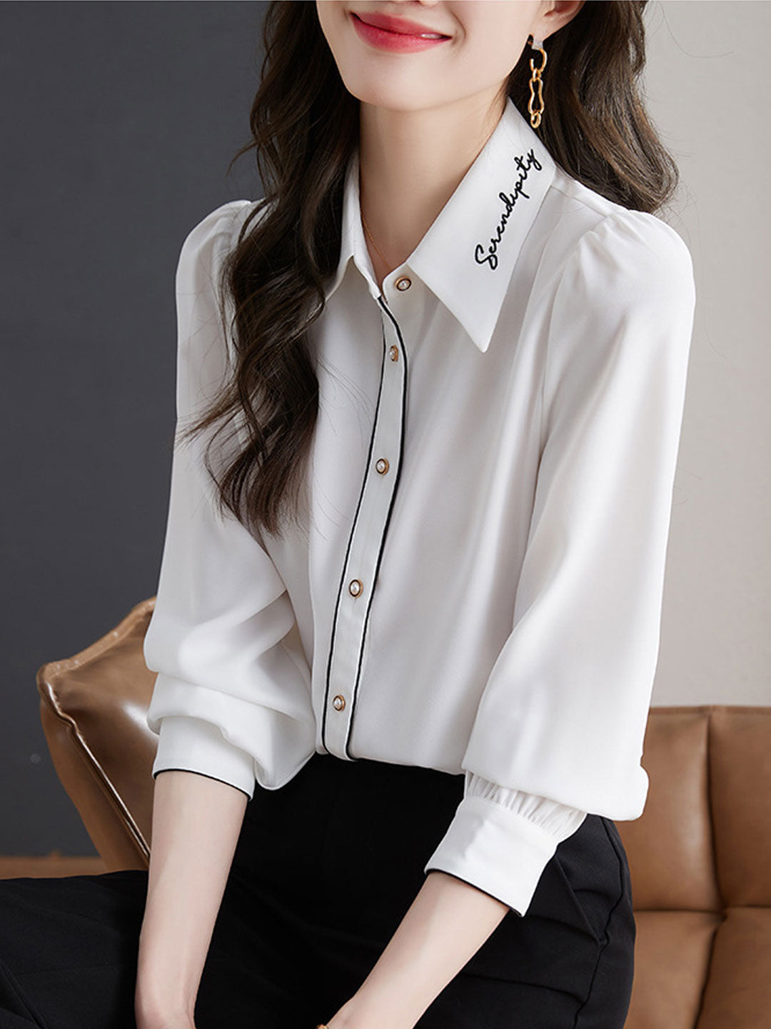 Kayla Vintage Balloon Sleeve Embroidered Shirt – Smile just love